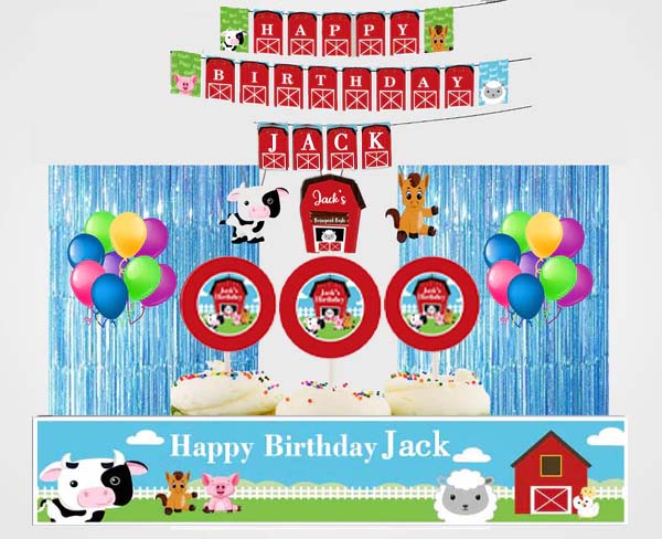 Buy Farm Animal Birthday Party Decoration Complete Party Kit | Party ...