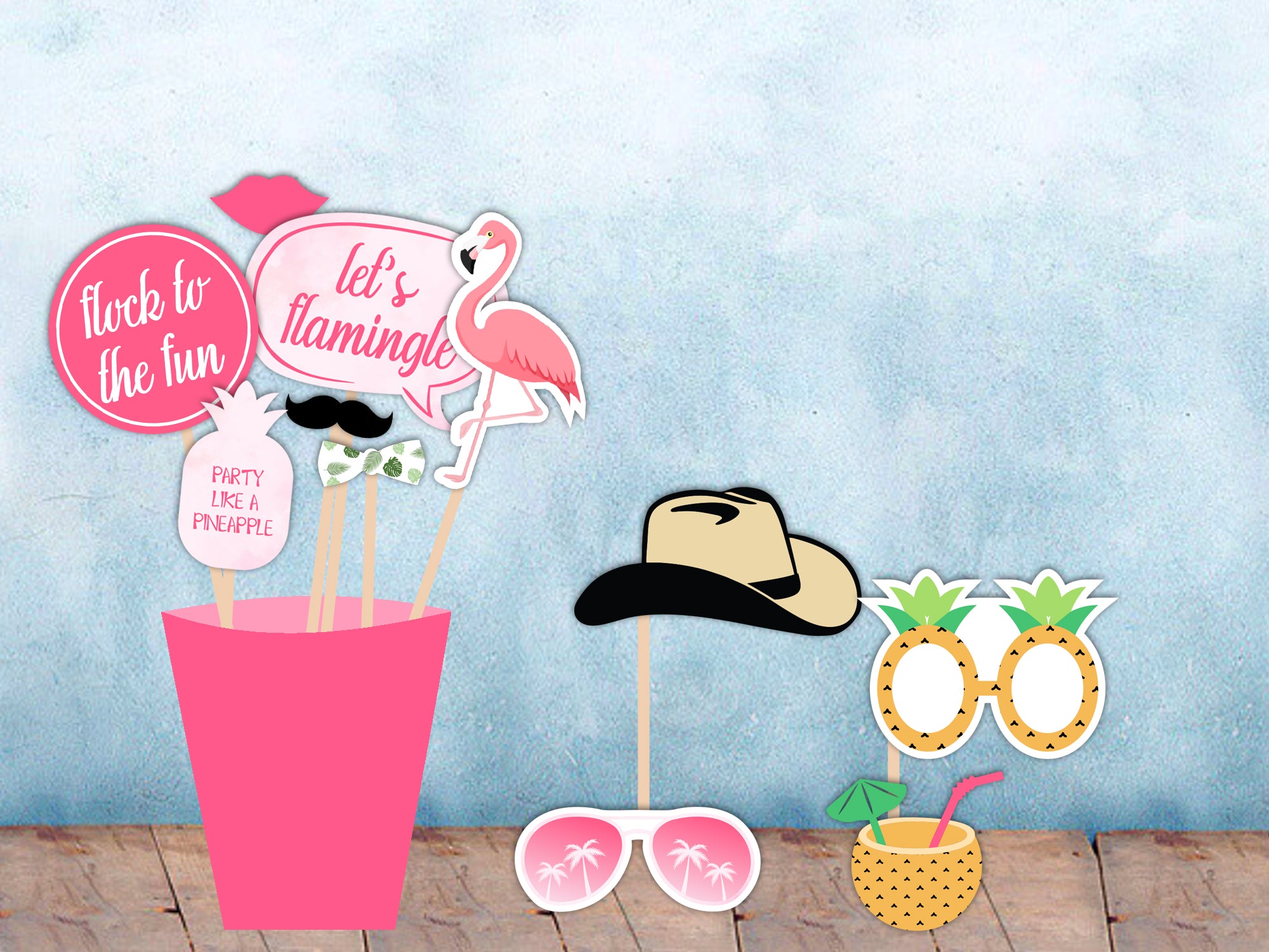 Buy Flamingo Birthday Party Decoration Photo Booth Props Kit | Party ...