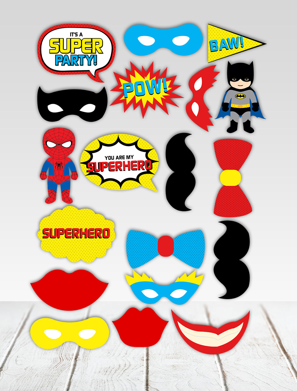 Buy Super Hero Birthday Party Decoration Photo Booth Props Kit | Party ...