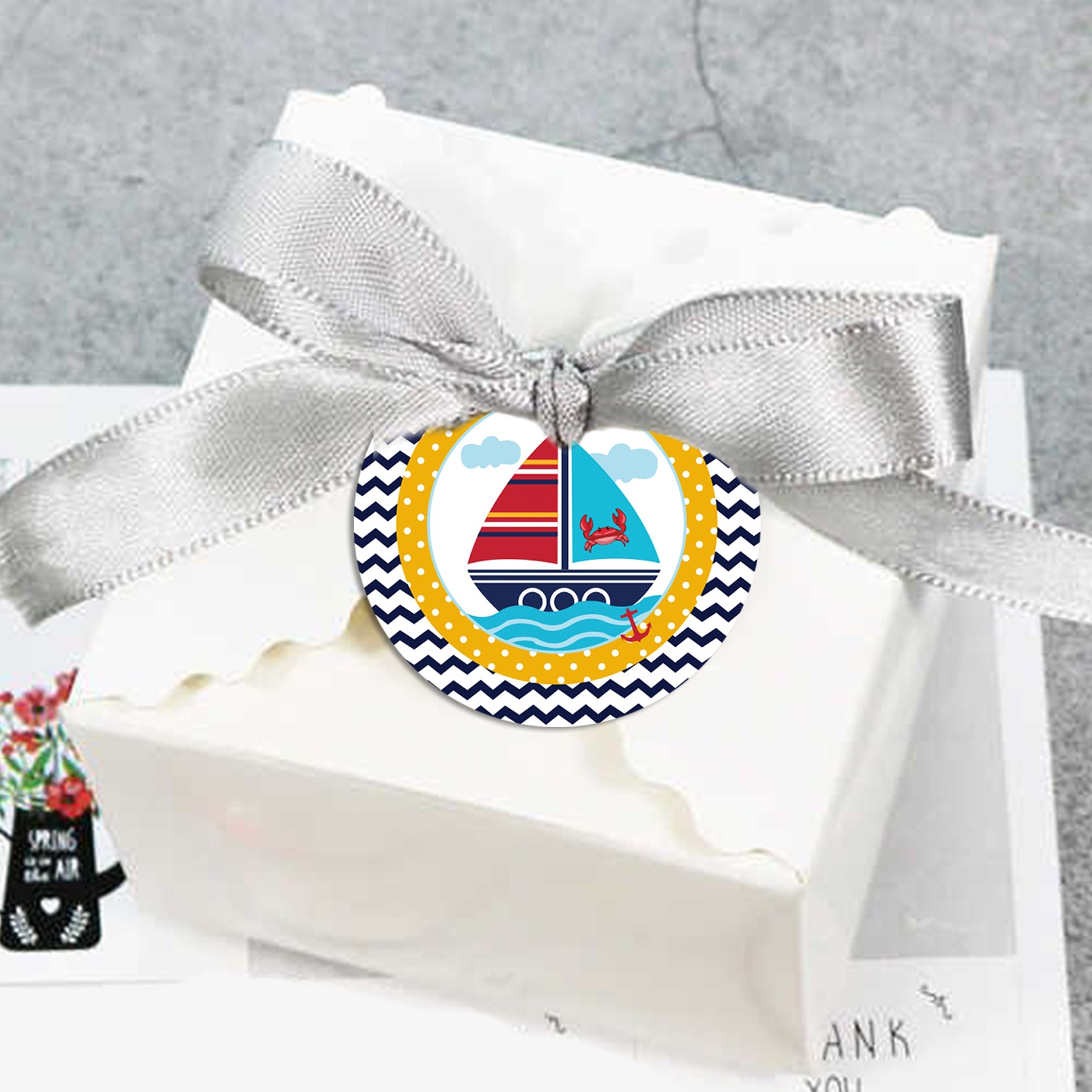 Buy Nautical Ahoy Birthday Party Decoration Thank You Gift Tags | Party ...