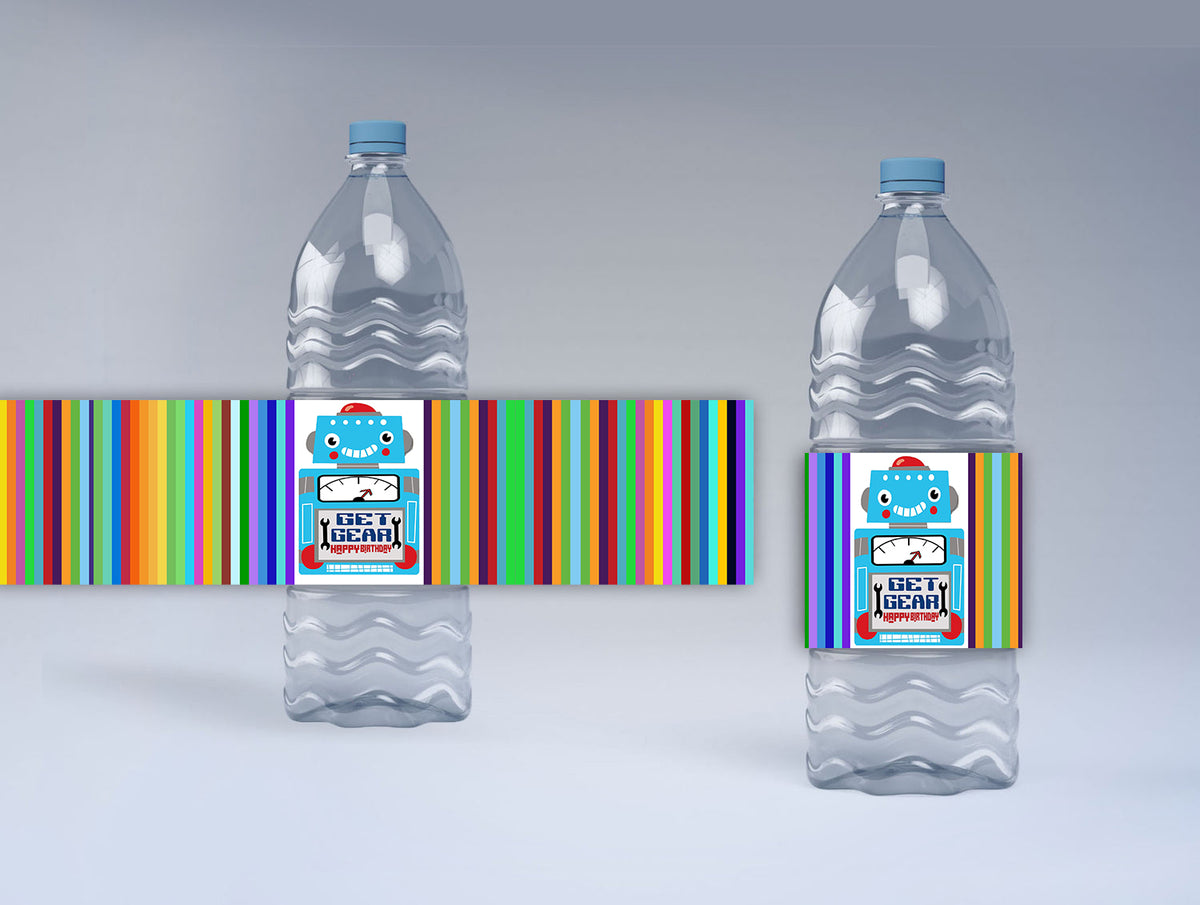 Buy Robot Birthday Party Decoration Water Bottle Labels | Party ...