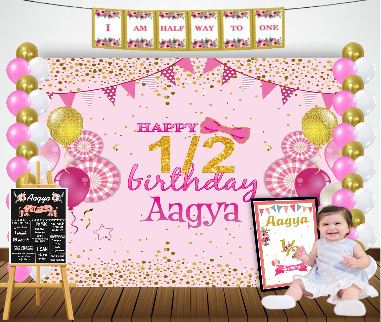Buy Half Birthday Theme Birthday Party Personalized Complete Kit ...