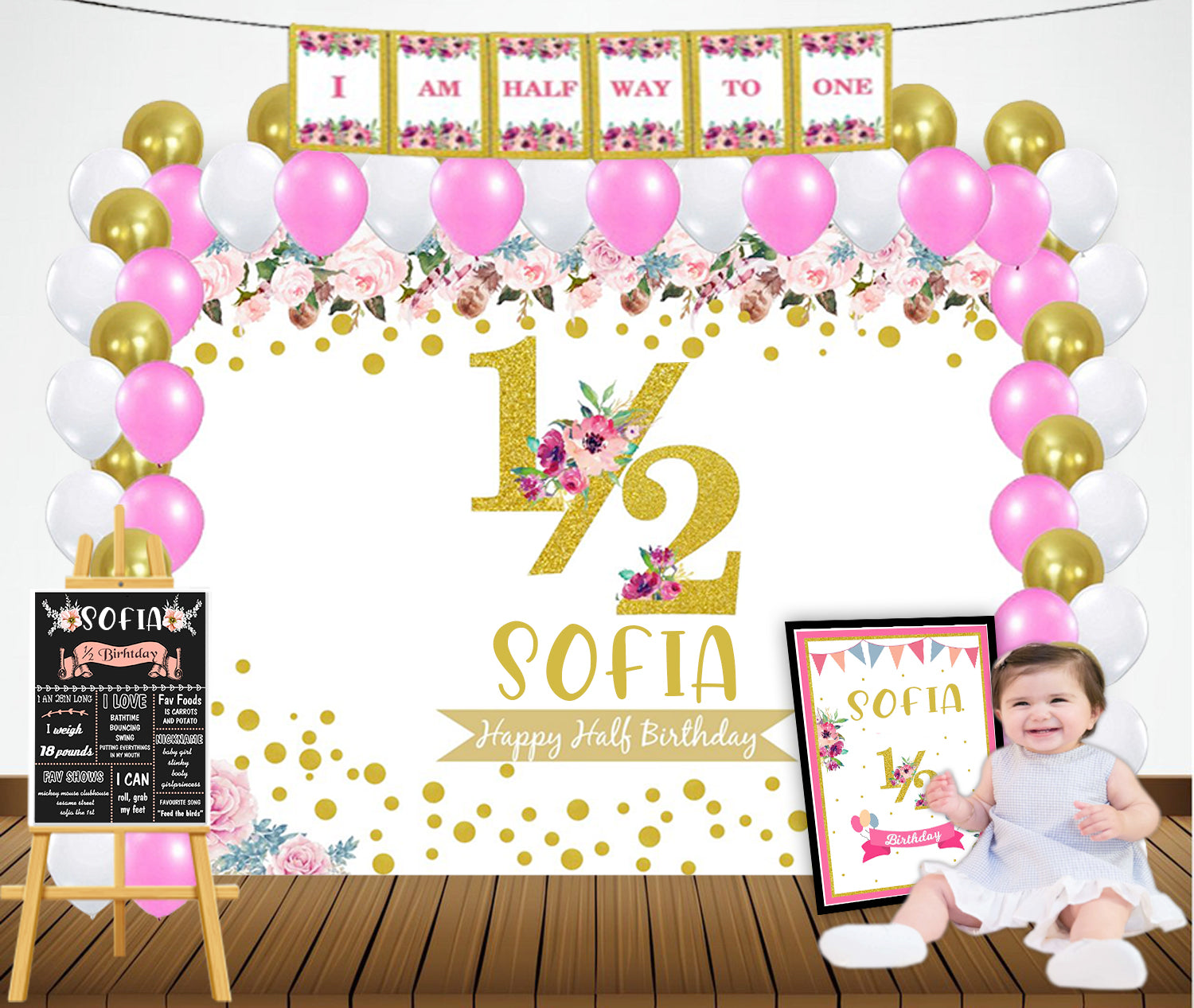 Buy Half Birthday Theme Birthday Party Personalized Complete Kit ...