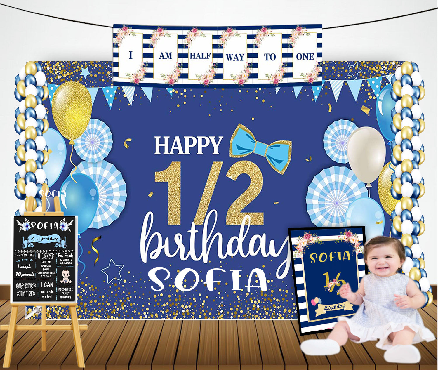 Buy Half Birthday Theme Birthday Party Personalized Complete Kit ...