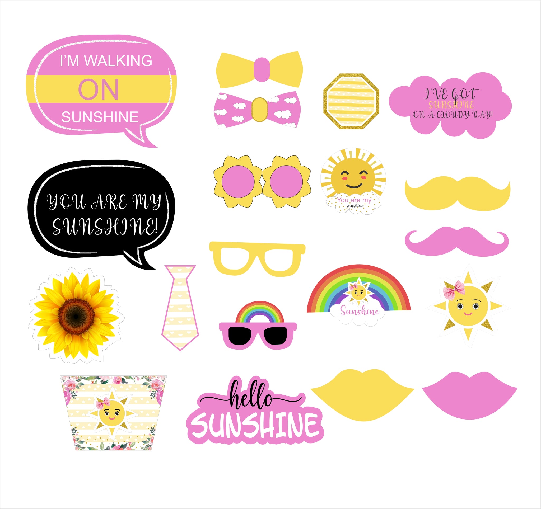 Buy Sunshine Theme Birthday Party Decoration Photo Booth Props Kit ...