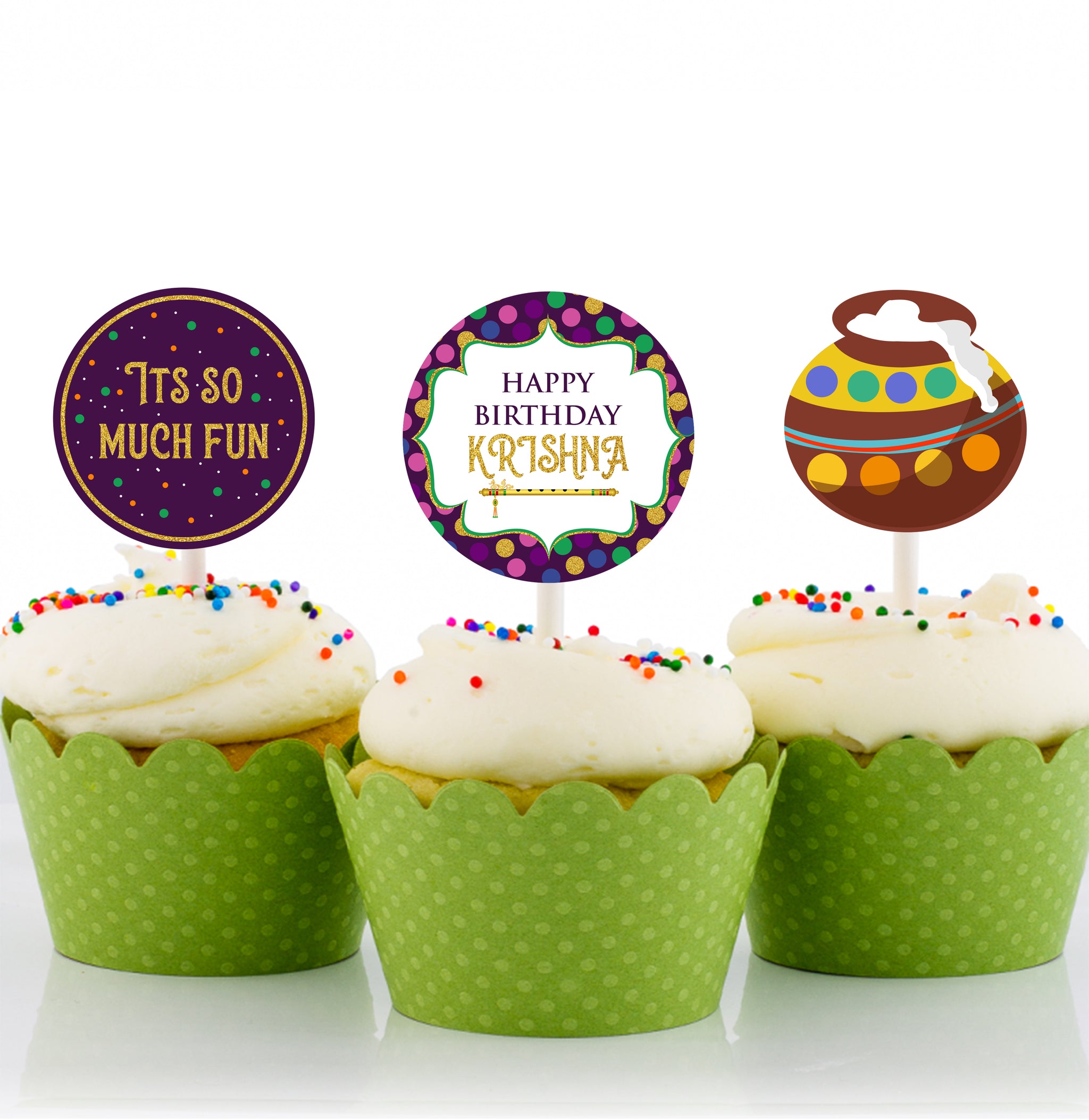 Buy Little Krishna Theme Birthday Party Decoration Cup Cake Topper ...