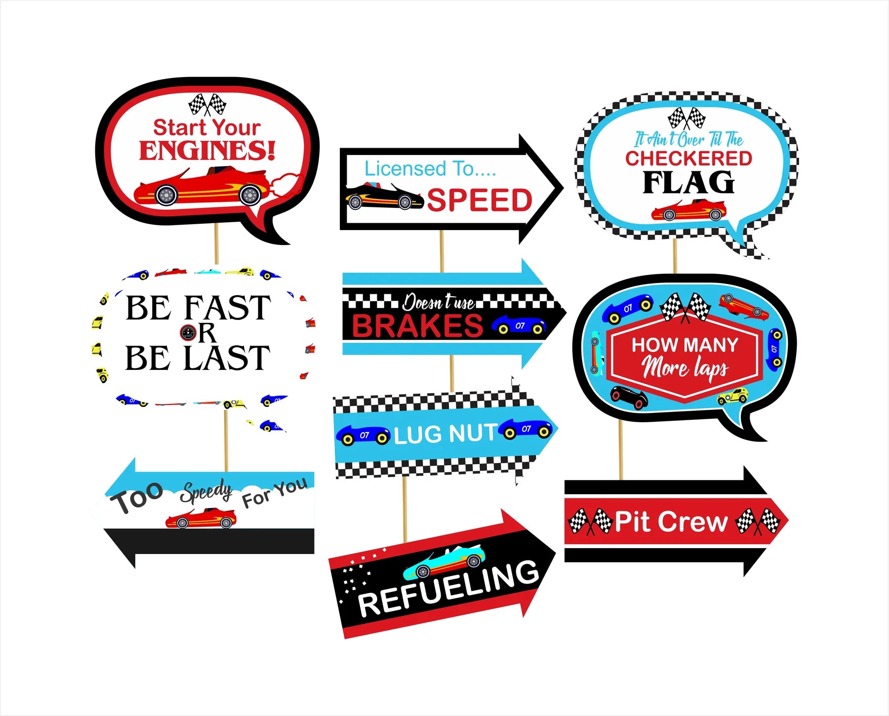 Buy Racing Car Birthday Party Decoration Photo Booth Props Kit | Party ...