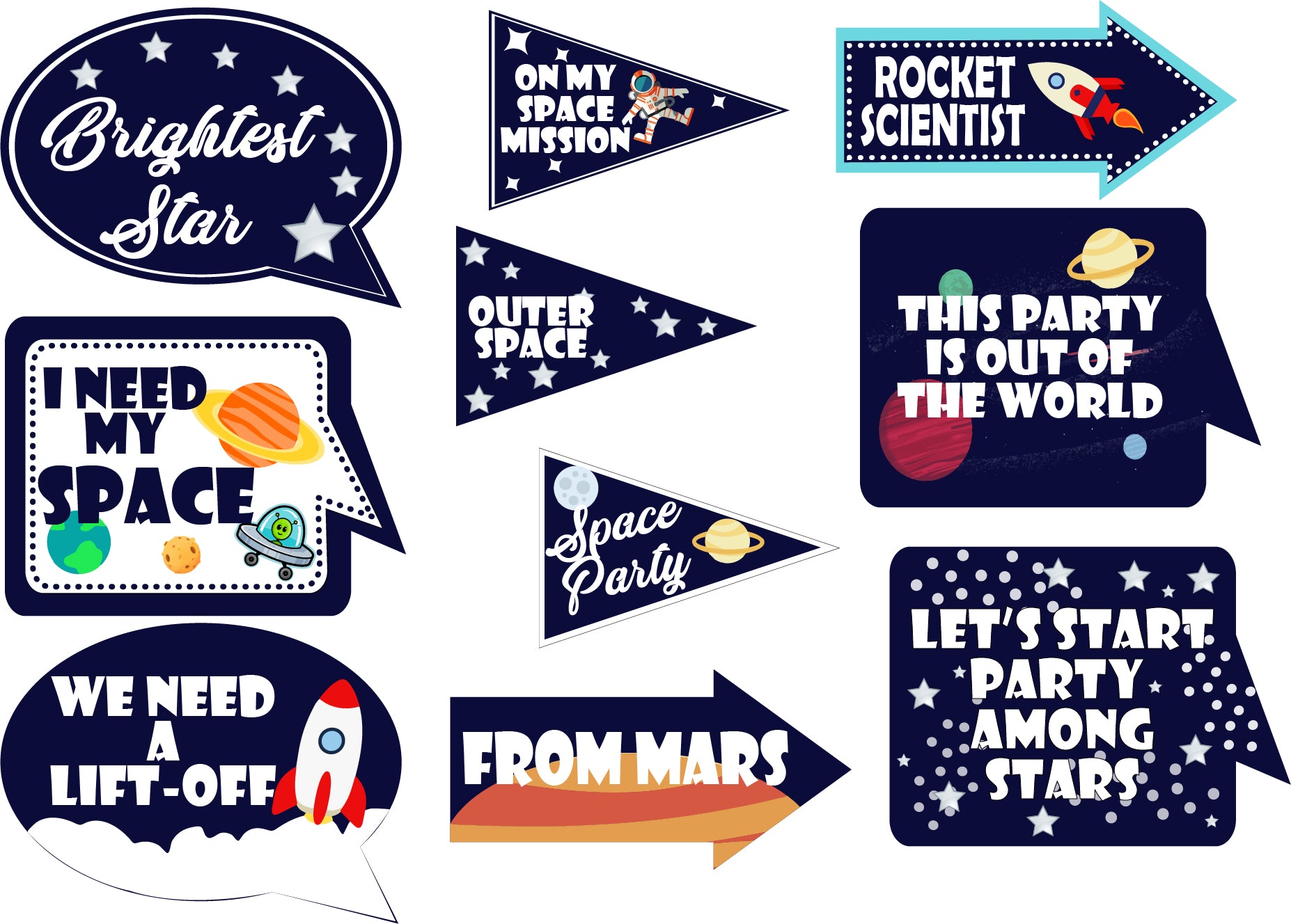 Buy Space Birthday Party Decoration Photo Booth Props Kit | Party ...