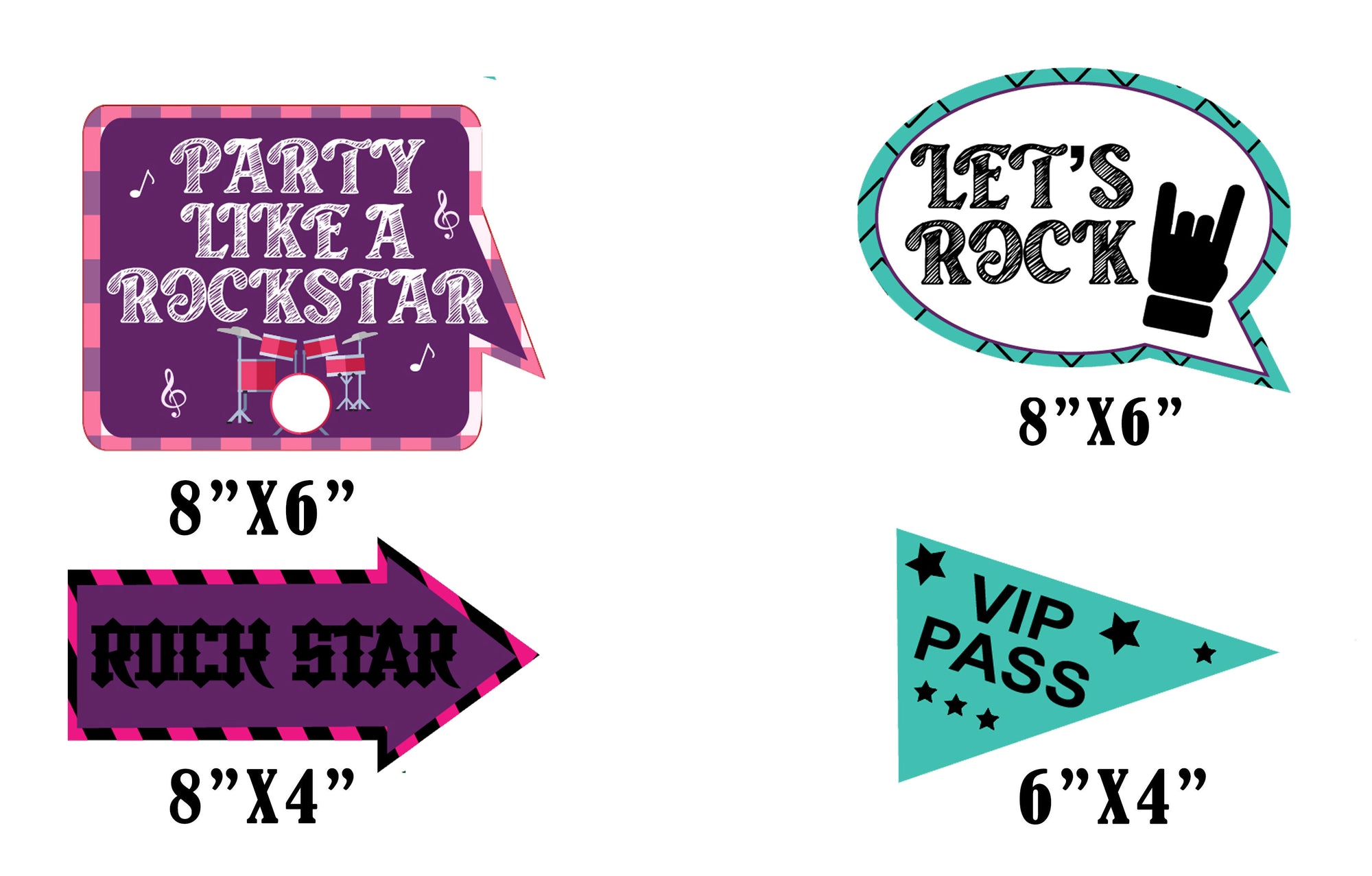 Buy Rockstar Birthday Party Decoration Photo Booth Props Kit | Party ...