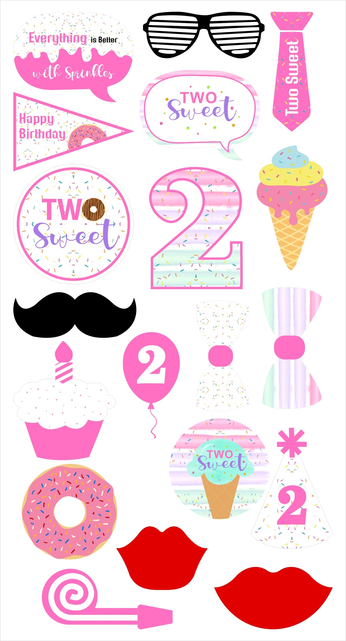 Buy Two Sweet Birthday Party Decoration Photo Booth Props Kit | Party ...