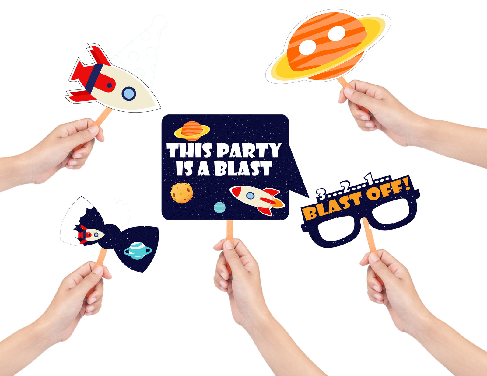 Buy Space Birthday Party Decoration Photo Booth Props Kit | Party ...