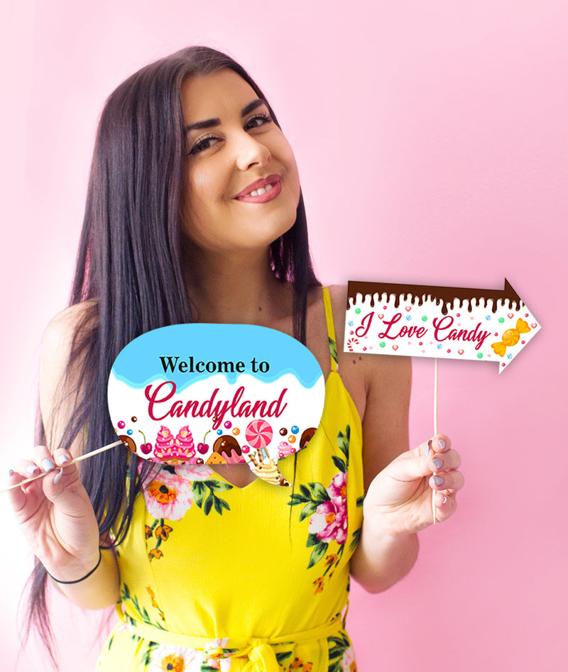 Buy Candyland Birthday Party Decoration Photo Booth Props Kit | Party ...