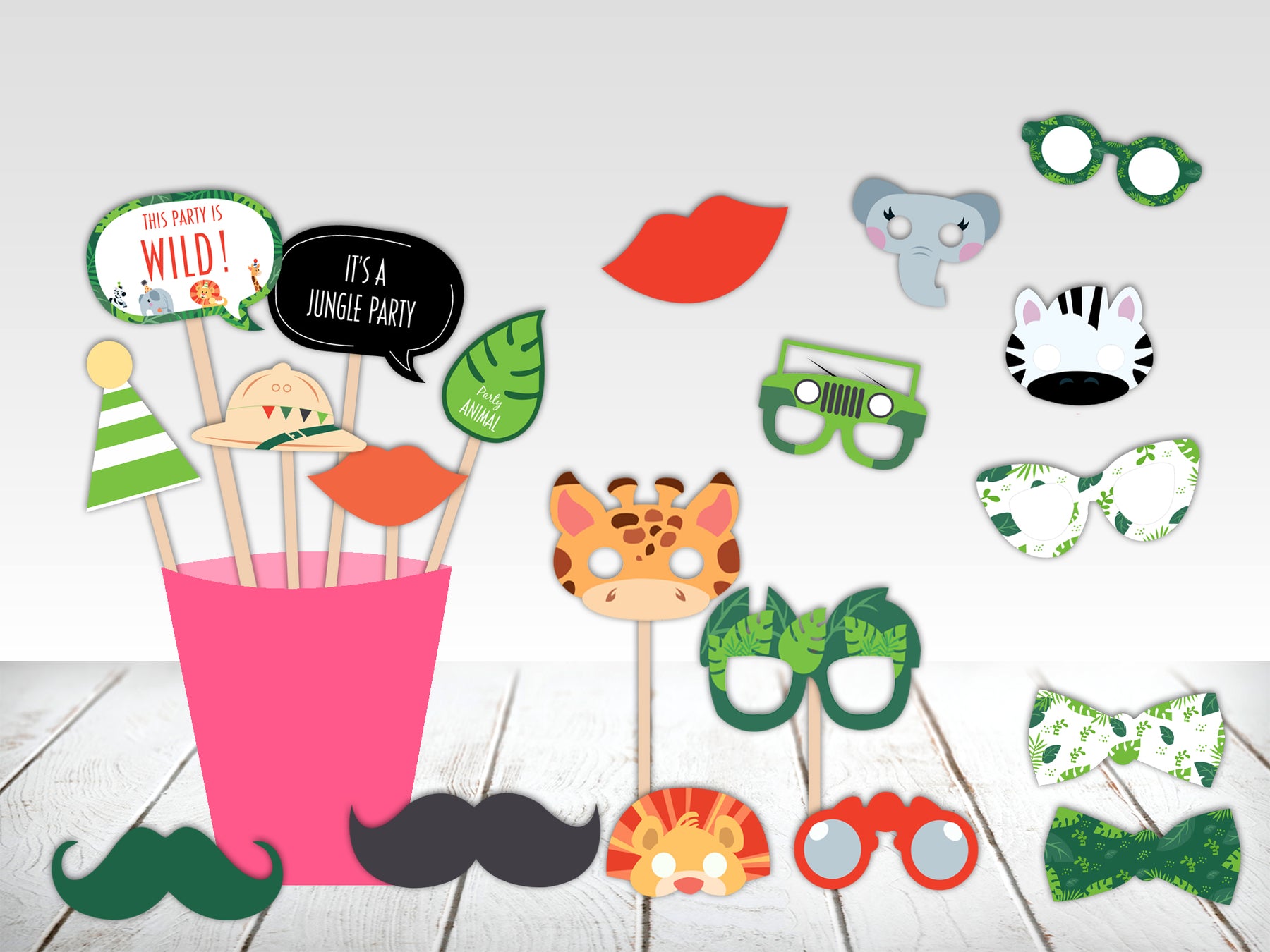 Buy Jungle Safari Theme Birthday Party Decoration Photo Booth Props Kit ...