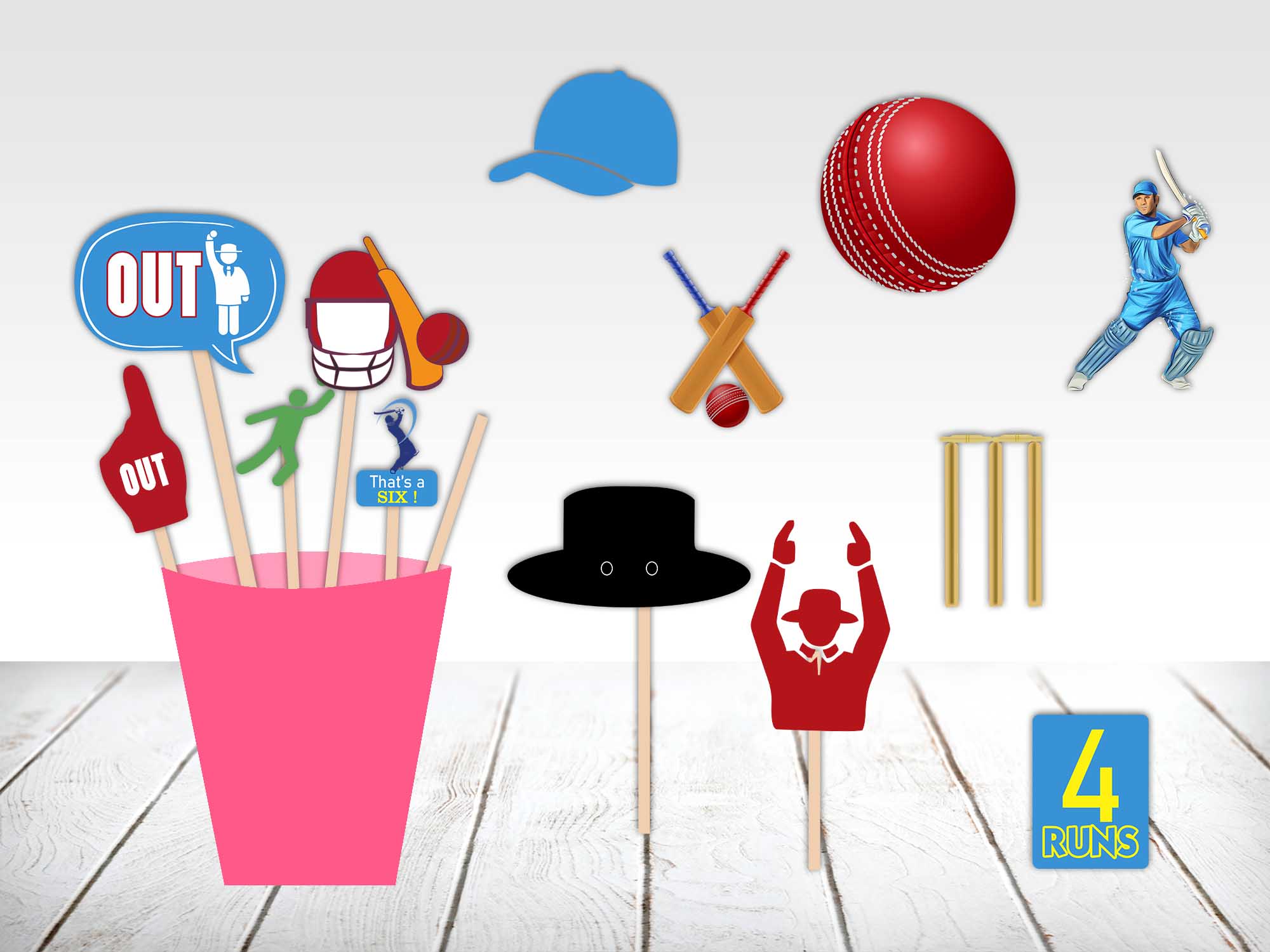 Buy Cricket Theme Birthday Party Decoration Photo Booth Props Kit ...