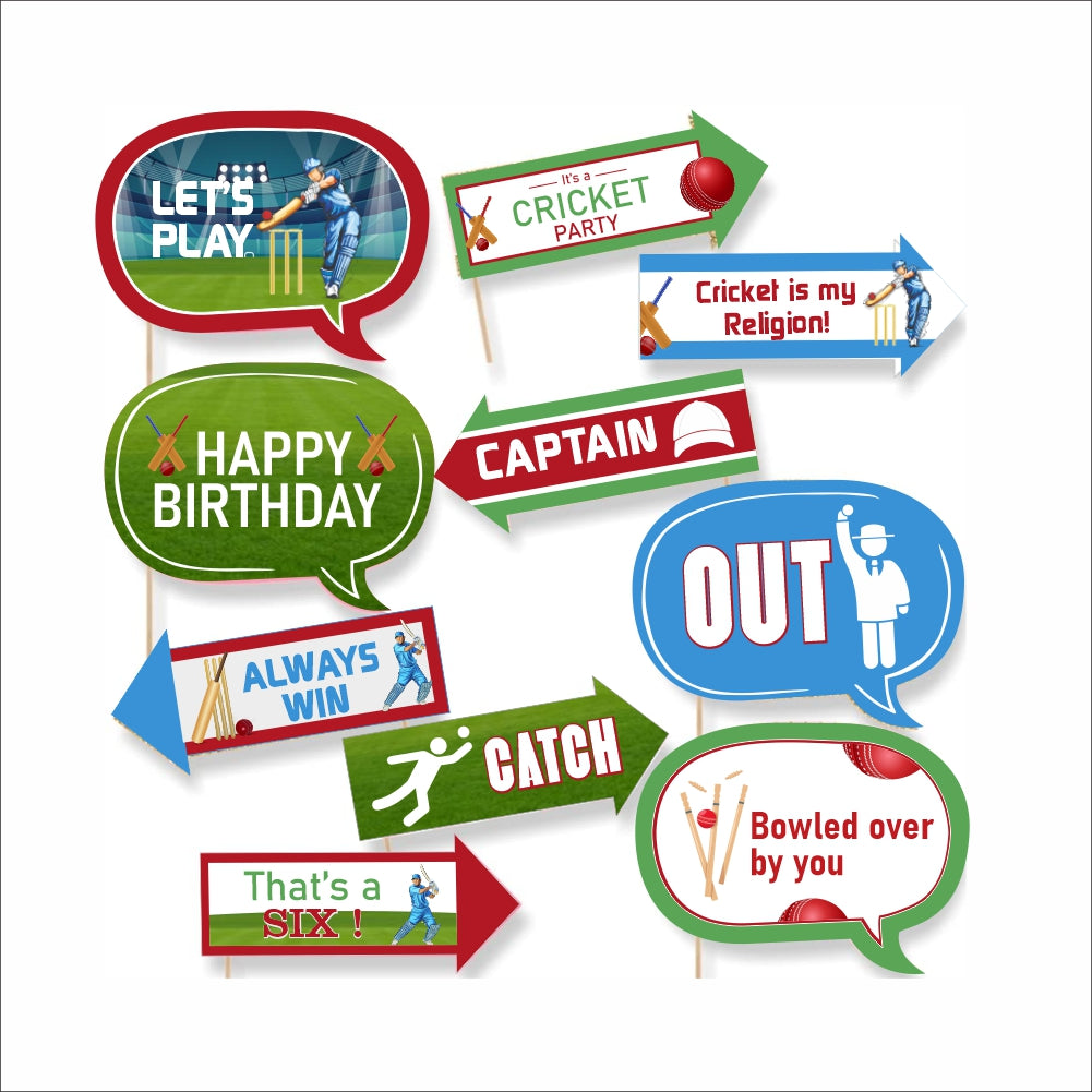 Buy Cricket Theme Birthday Party Decoration Photo Booth Props Kit ...