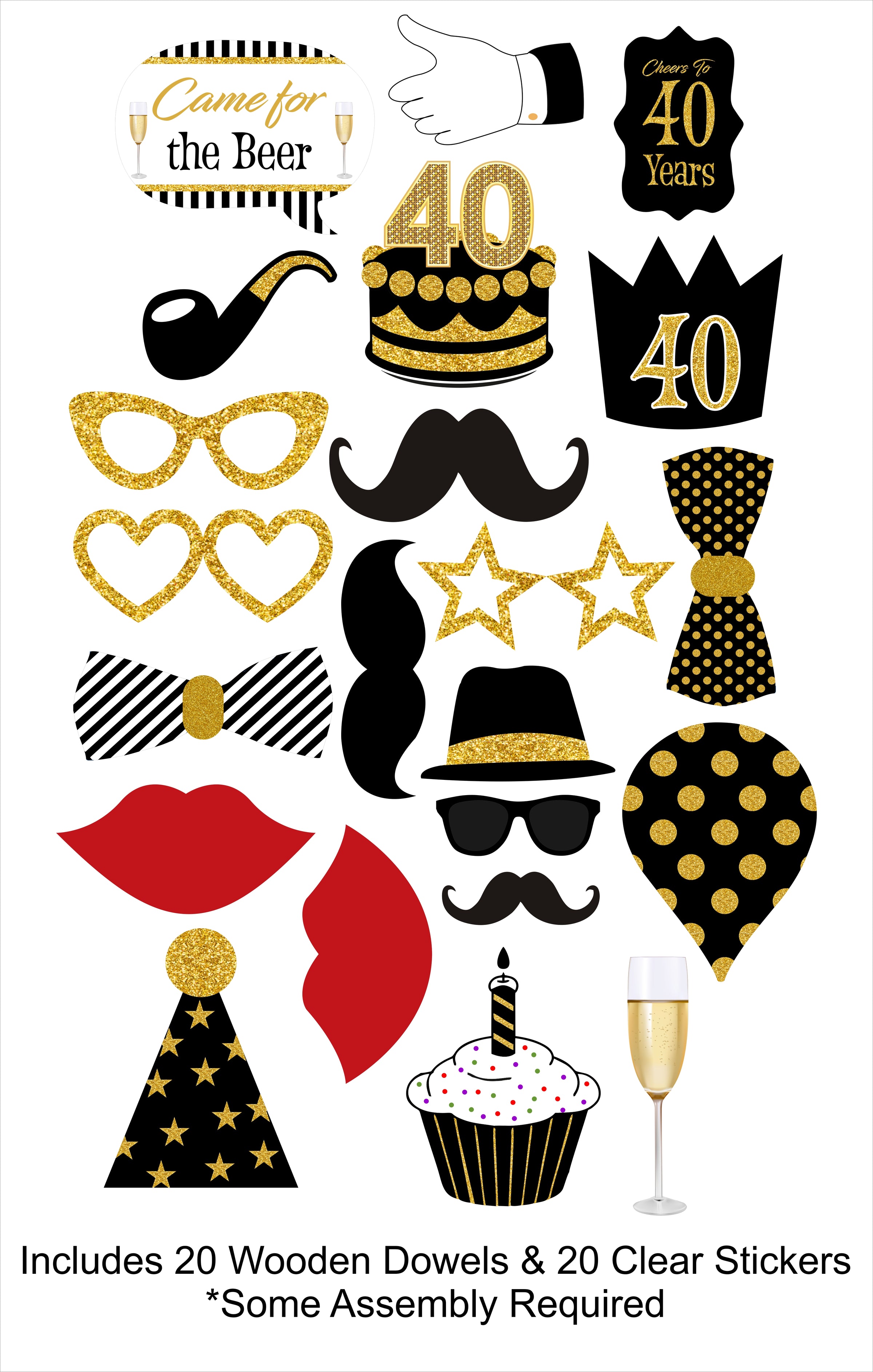Buy 40th Birthday Party Decoration Photo Booth Props Kit | Party ...