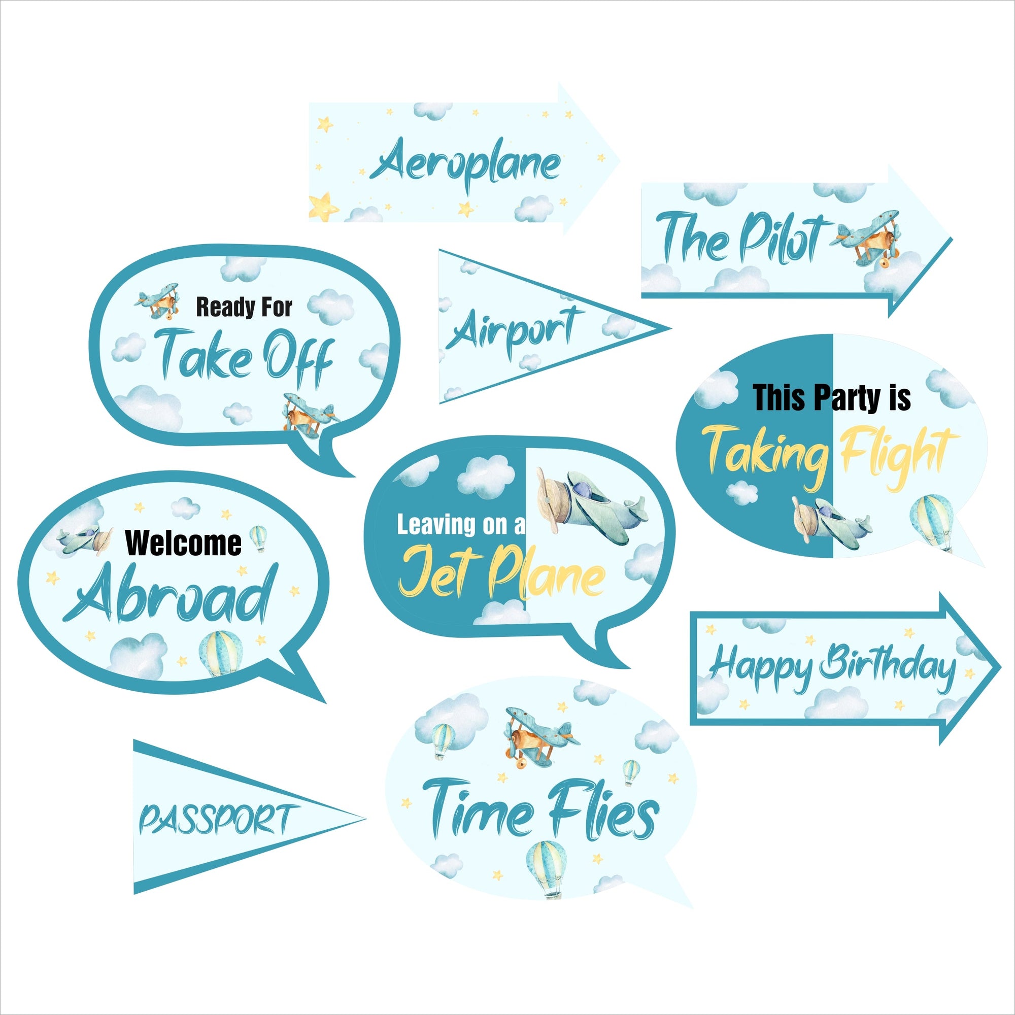 Buy Air Plane Theme Birthday Party Decoration Photo Booth Props Kit ...