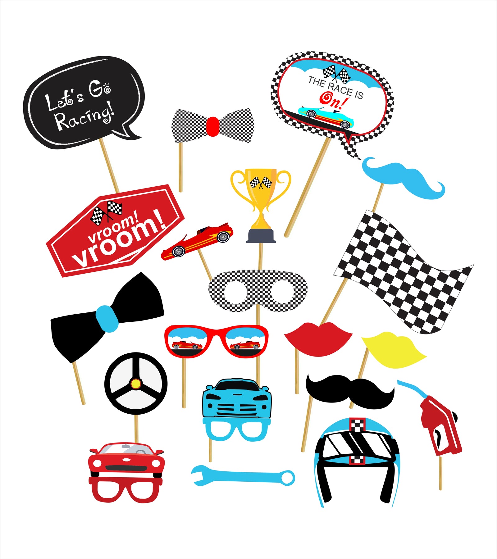 Buy Racing Car Birthday Party Decoration Photo Booth Props Kit | Party ...