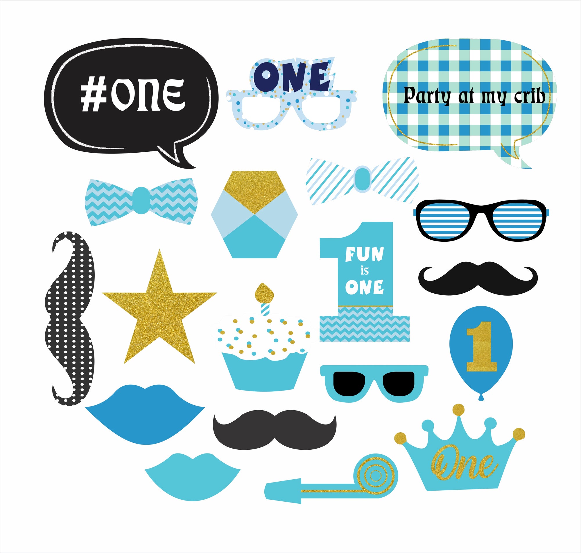 Buy One Is Fun Birthday Party Decoration Photo Booth Props Kit | Party ...