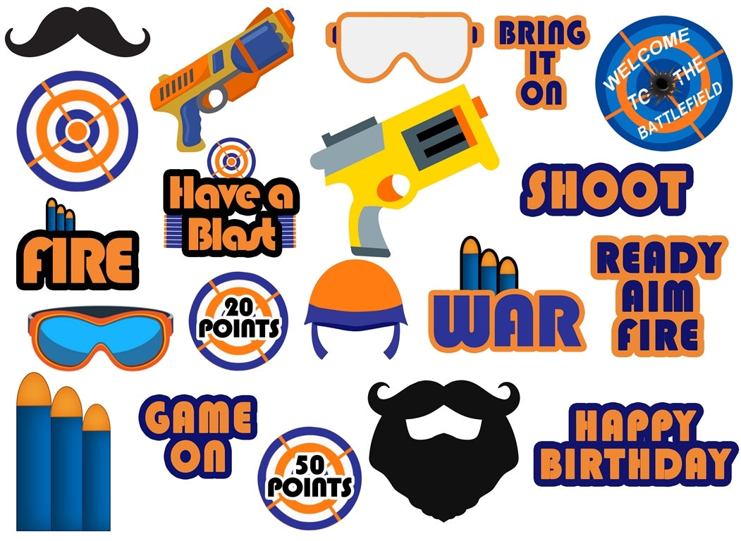 Buy Battlefield Party Birthday Party Decoration Photo Booth Props Kit ...